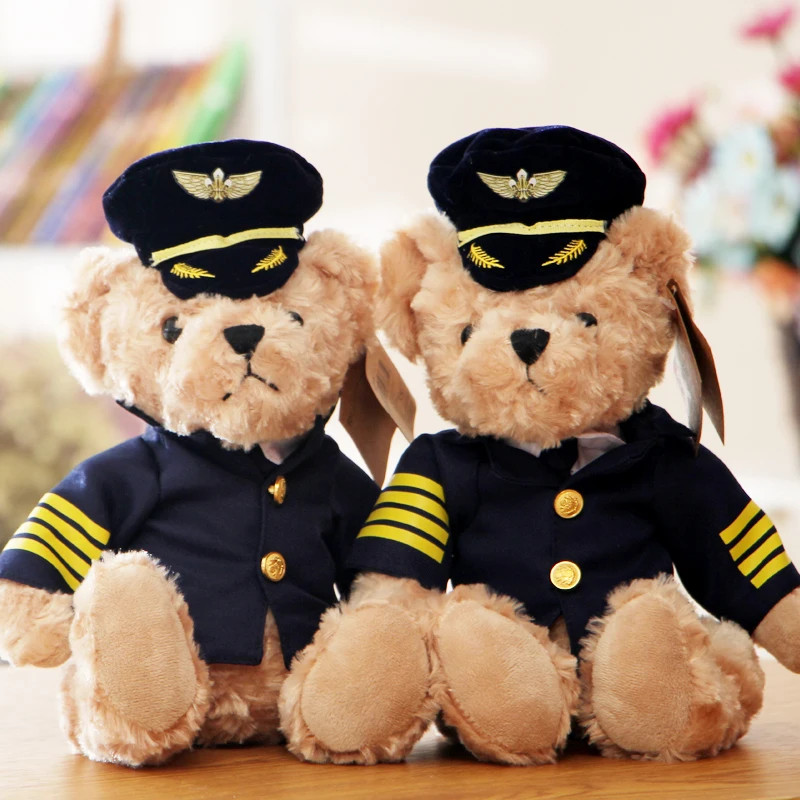 JAMXUN 25CM Pilot Teddy Bear Plush Toy Captain Bear flight attendant ...