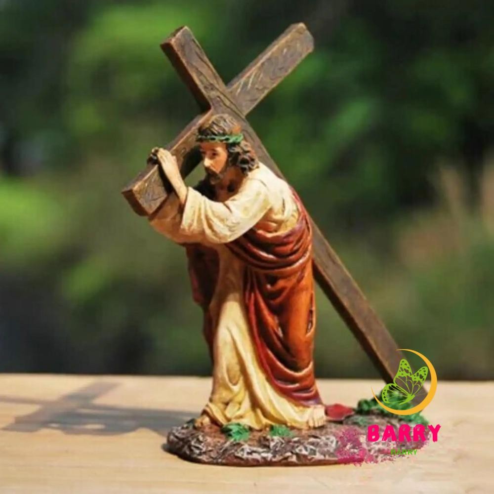 BARRY Jesus Cross Statue, Jesus on The Way To Calvary Realistic Christ ...