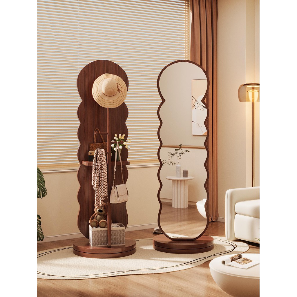 Rotating Full-Length Mirror Floor Mirror Home Movable Bedroom Dressing ...