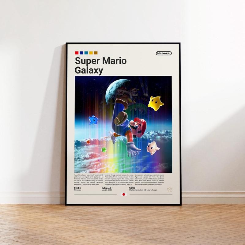A no framed Super Mario Art Home Wall Decor Canvas Poster, showcasing ...