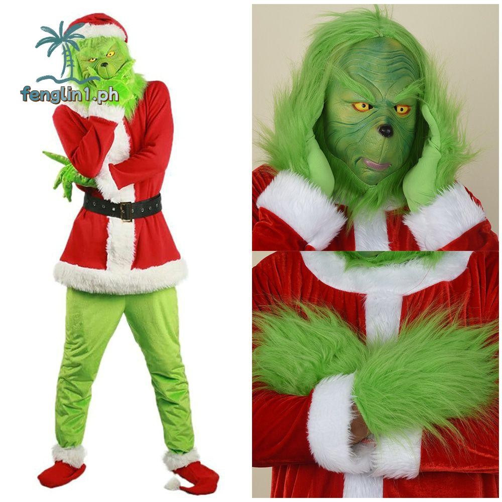 FENGLIN Grinch Helmet Prom Latex Green Toys Christmas Costume Props ...