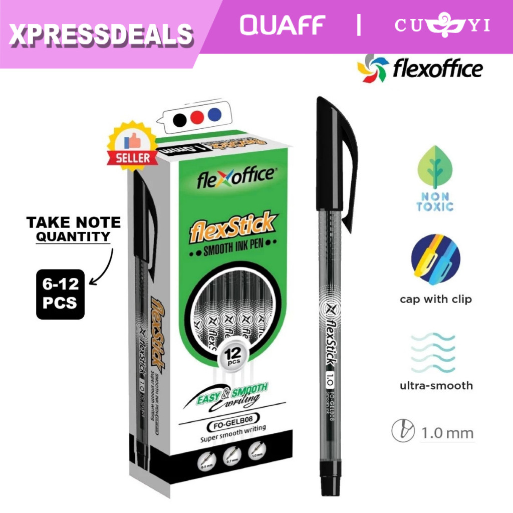 Flexstick Flexoffice Smooth Ink Ballpen 6pcs | 12pcs 0.5 | 0.7m Black ...