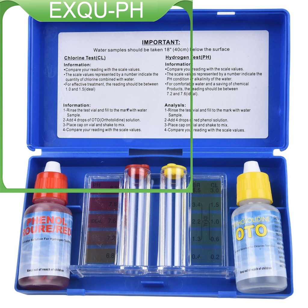 (EXQU-PH) Swimming Pool Spa Test Kit Water Quality for pH bromine OTO ...