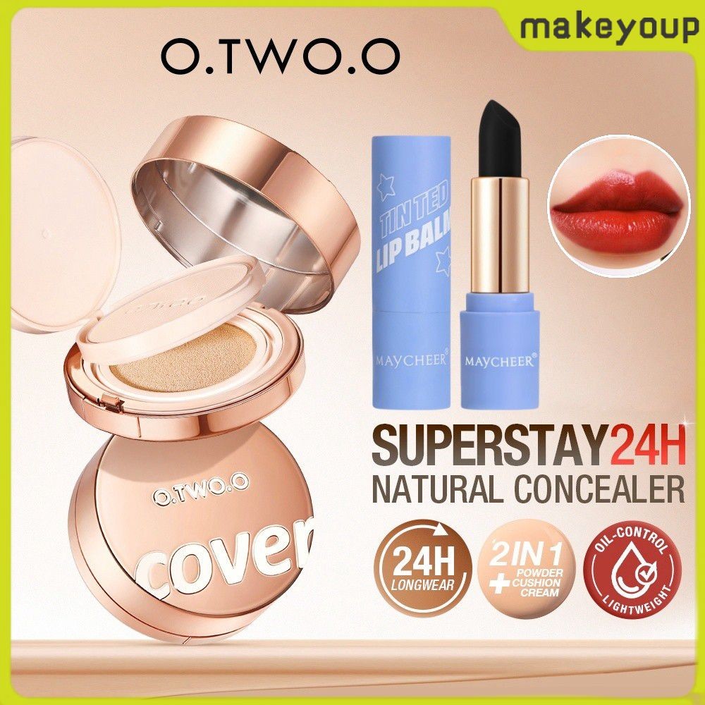 COD 【ph Local】o.two.o 2-in-1 Air Cushion+lipstick Set Natural Concealer ...