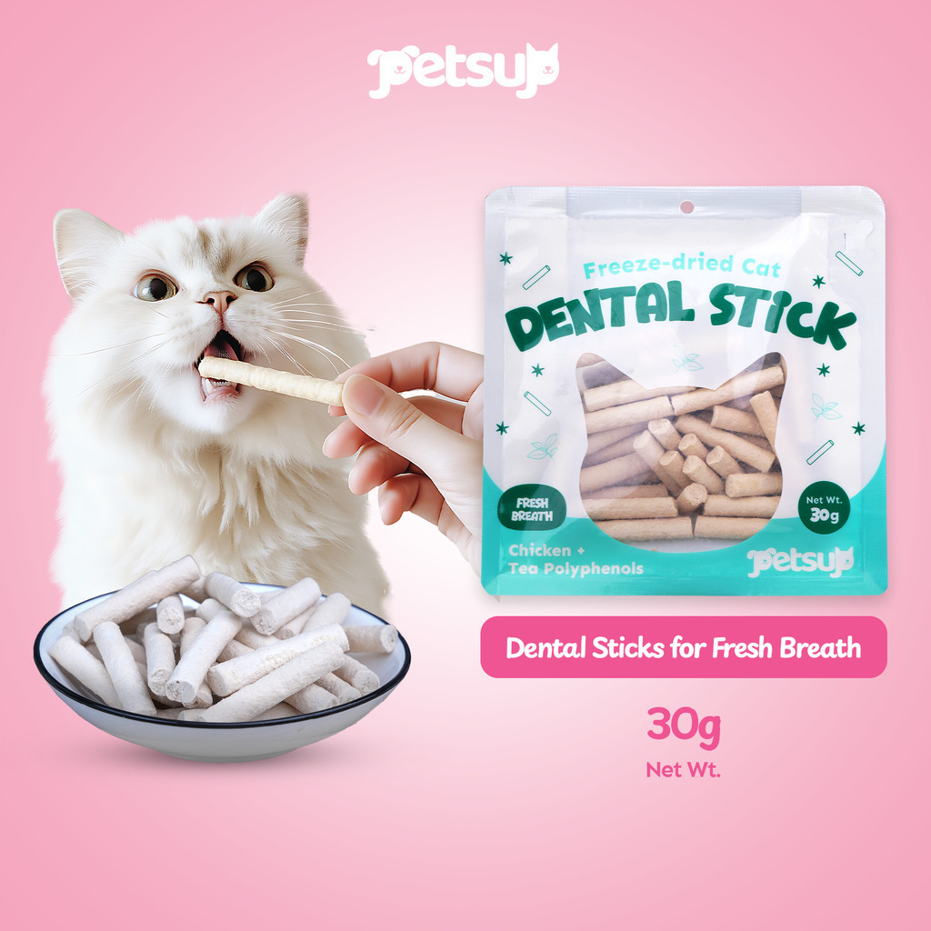 Petsup Freeze Dried Cat Dental Sticks Fresh Breath Tartar Remover Oral ...