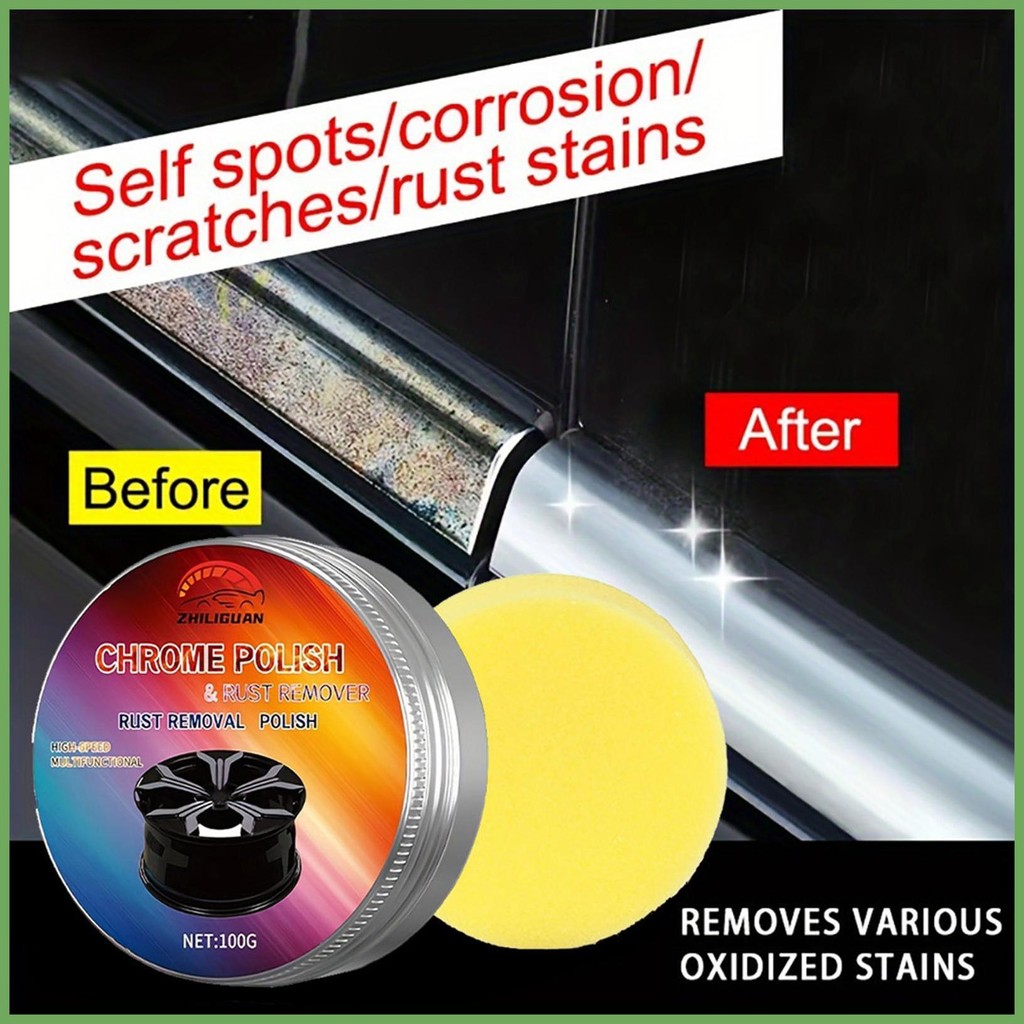 Metal Polish Cream Removes Stains & Oxidation Car Bumpers Chrome ...