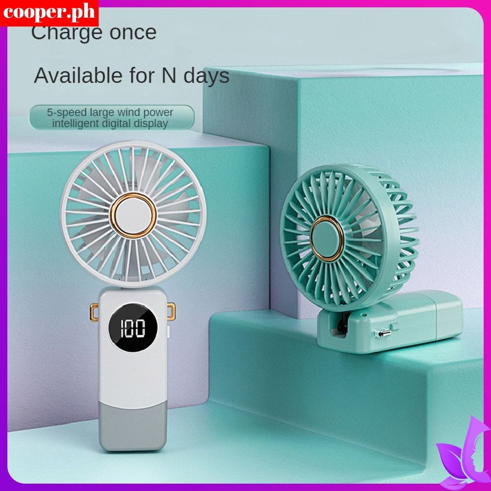 New Portable Rechargeable Fan Mini Handheld Fan Led Display Foldable ...
