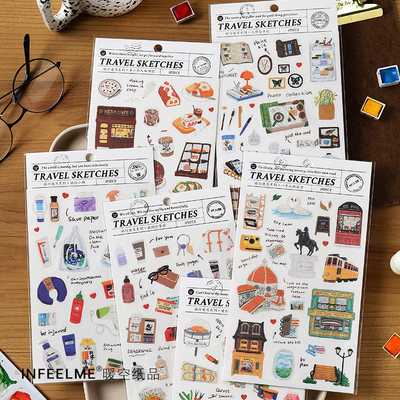 Travel Theme Scrapbook Stickers Vintage Scrapbooking Stickers Adhesive ...