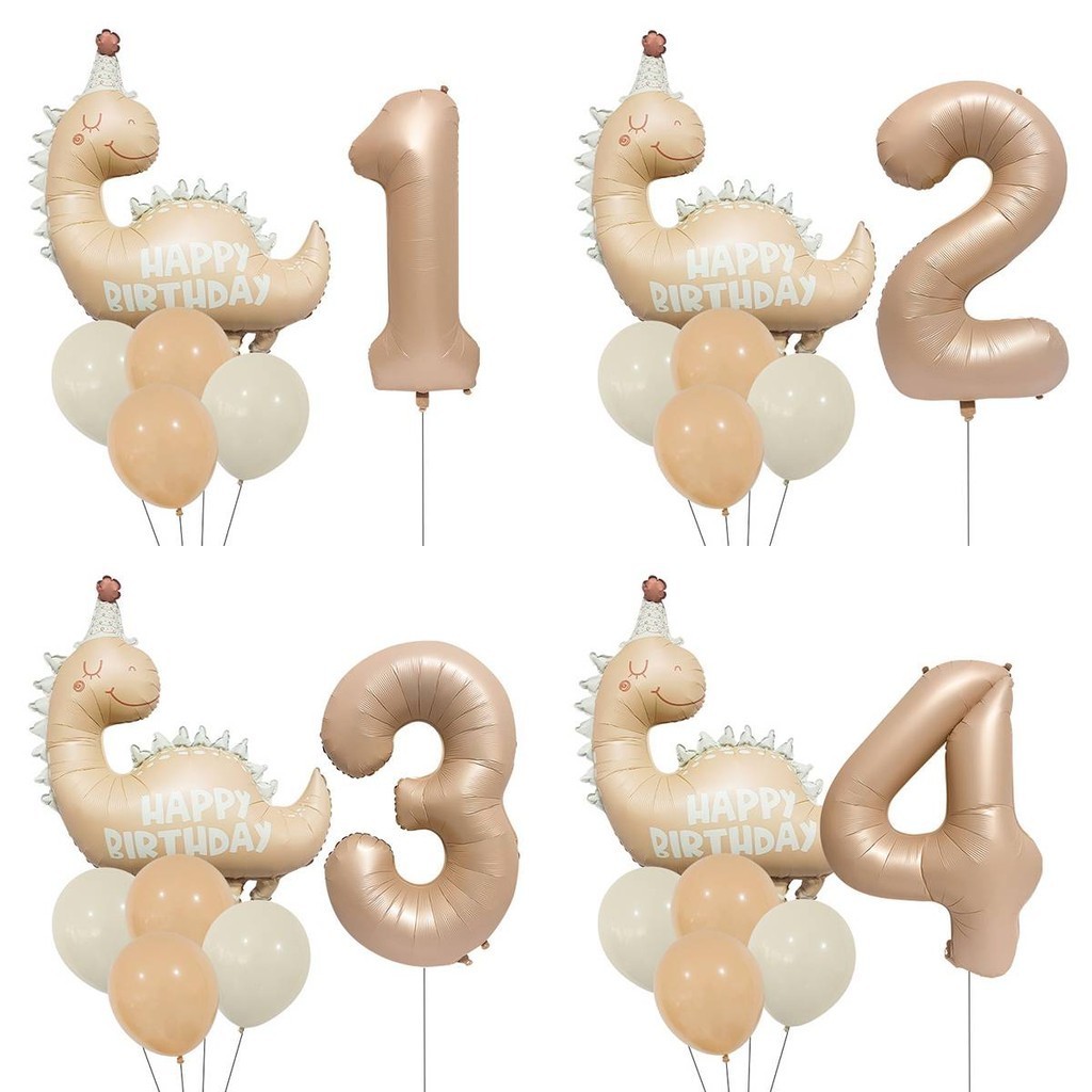 Caramel Dinosaur themed Numbers aluminum film balloon birthday party ...