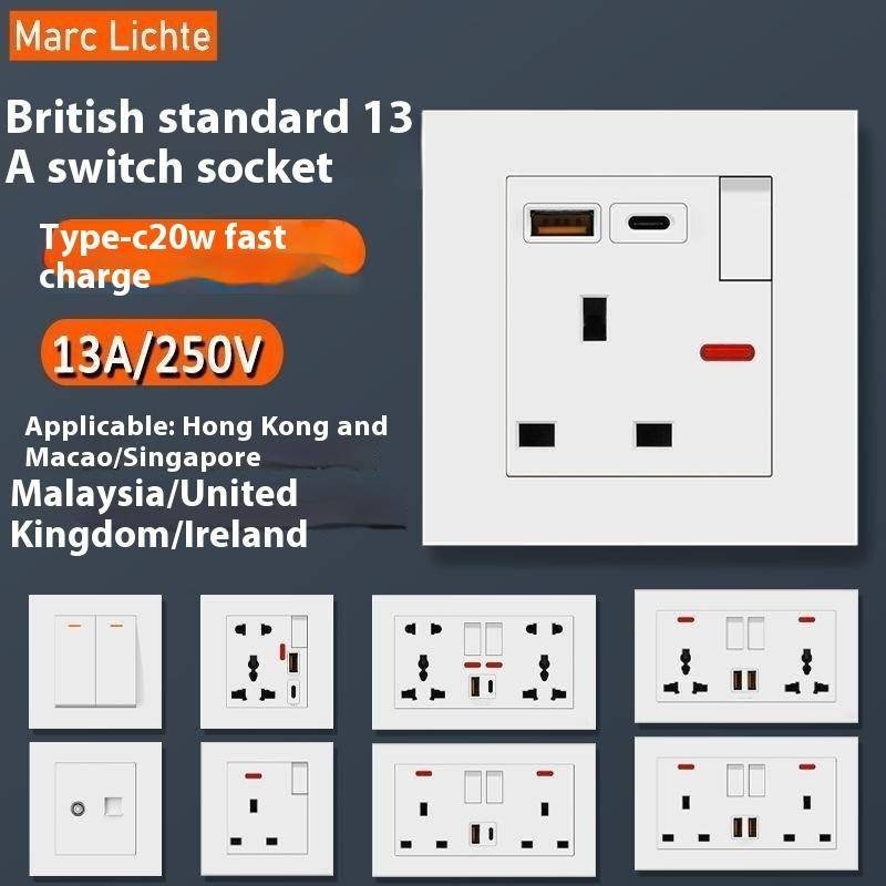 British Style 13A Switch Socket TYPE 86 British Standard Hong Kong ...