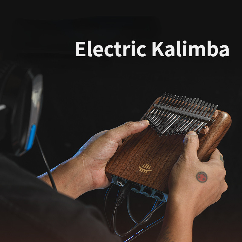 Hluru Electric Kalimba,17 21 Key Black Walnut Professional Thumb Piano ...