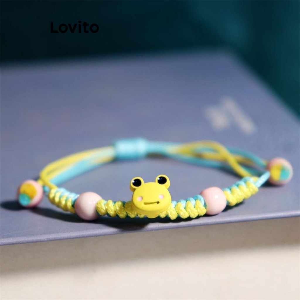 Lovito Women Cute Cartoon Beaded Knot Braided Frog Bracelet LFA33207 ...