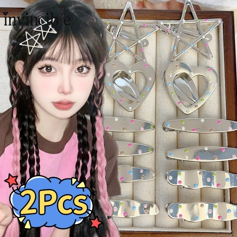 Sweet Cool Side Bangs Star Hairpin - Korean Colorful Dot Metal BB Clip ...