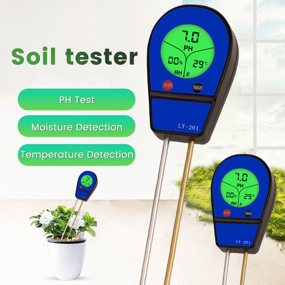 LY201 3 in 1 Soil PH Meter Moisture Temp PH Tester Humidity Sunlight ...