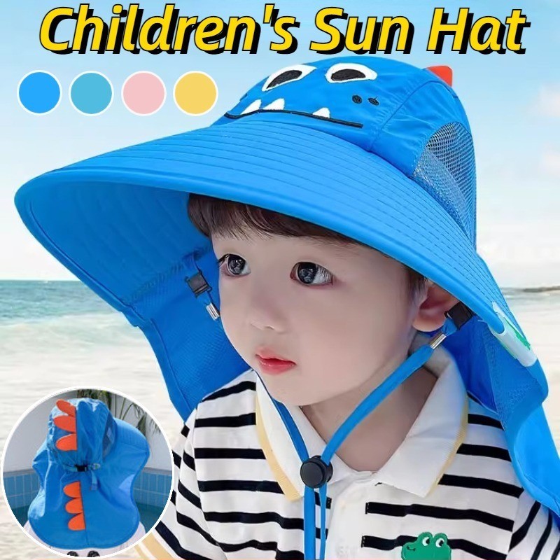 Summer Children Sun Hat Boy Girl Wide Brim Cap Sun Hat Outdoor ...