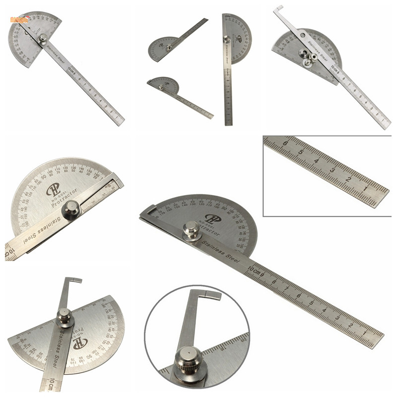 Sweet 100mm Stainless 0-180 Degree Steel Protractor Angle Finder Arm ...