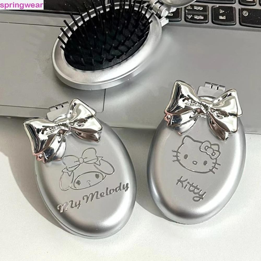 SPRINGWEAR 2 in 1 Comb Mirror Set, Anti Static Silver Hair Comb with ...