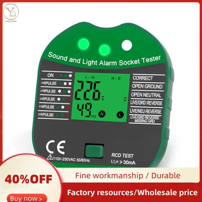 Socket Tester Voltage 30mA RCD Leakage Test Smart Detector Zero Line ...