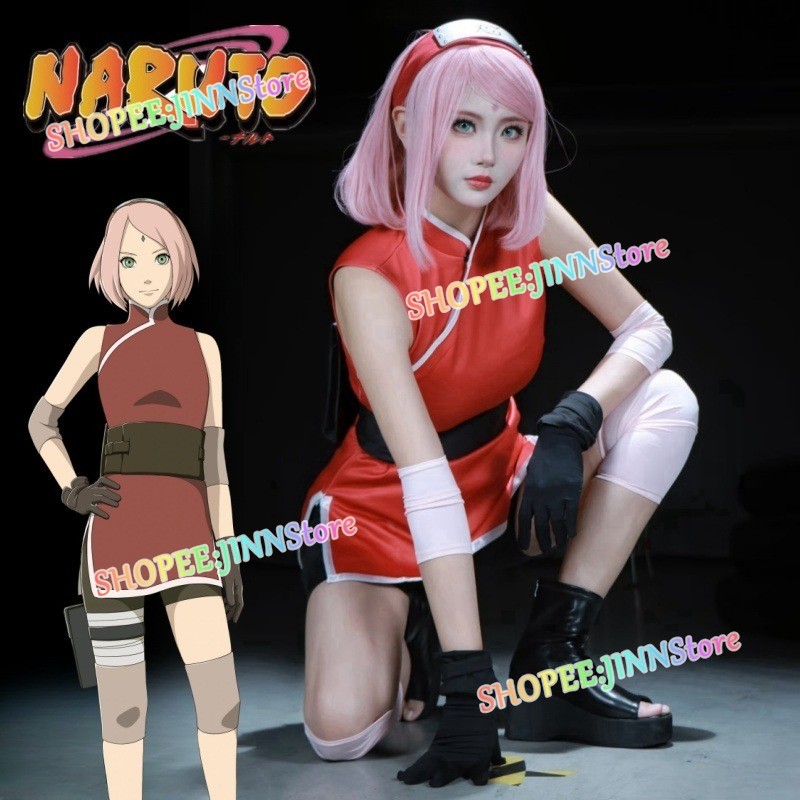 - JINN - Haruno Sakura Cosplay Suit Wig Female Ninja Haruno Costume ...
