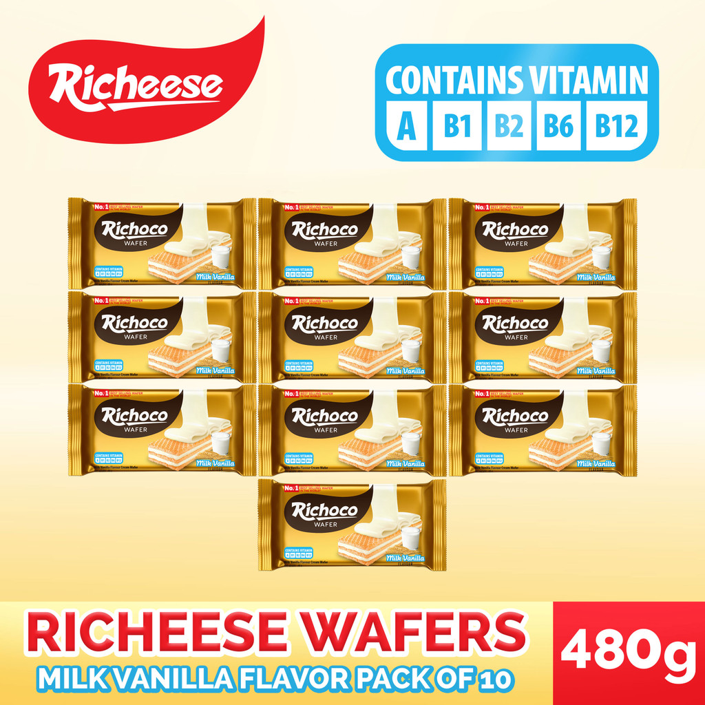IWG NABATI Richoco Milk Vanilla Wafer 48g by 10s | Shopee Philippines