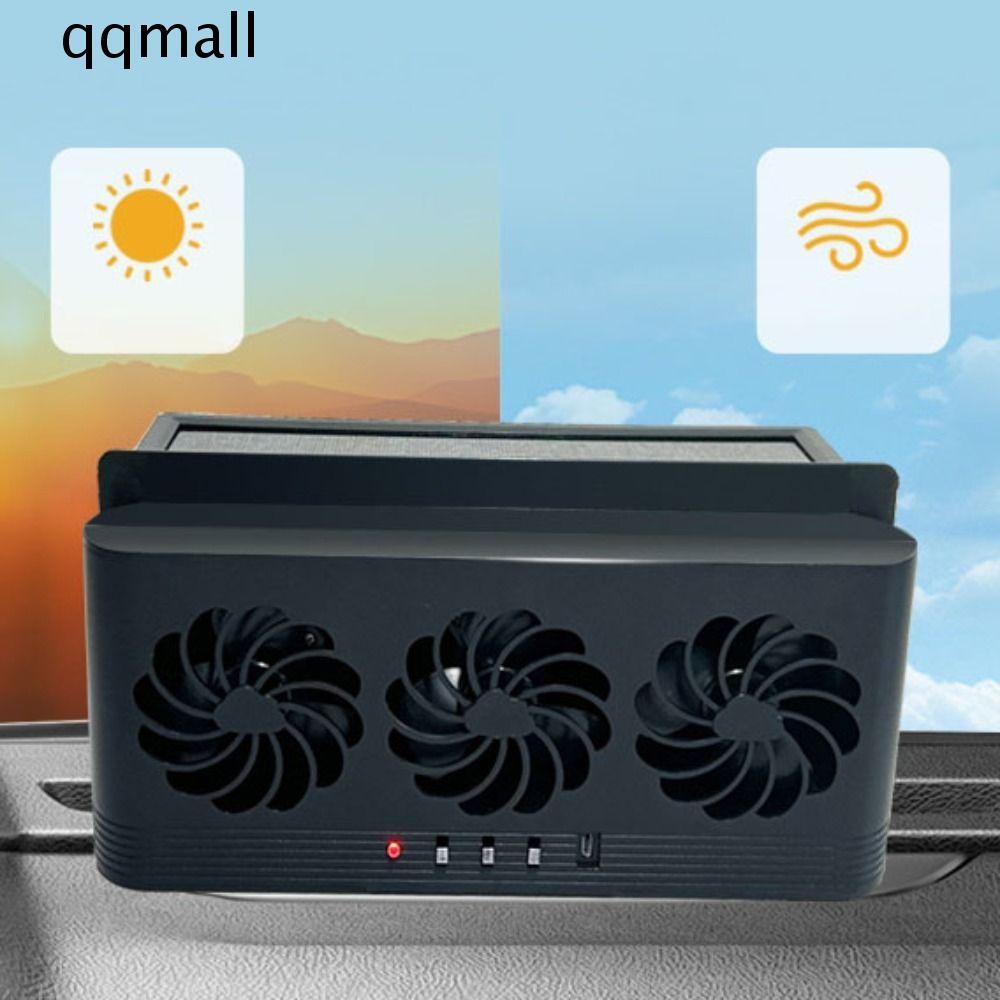 QQMALL Solar Car Cooling Fan, 3 Head Air Vent Car Exhaust Fan, High ...