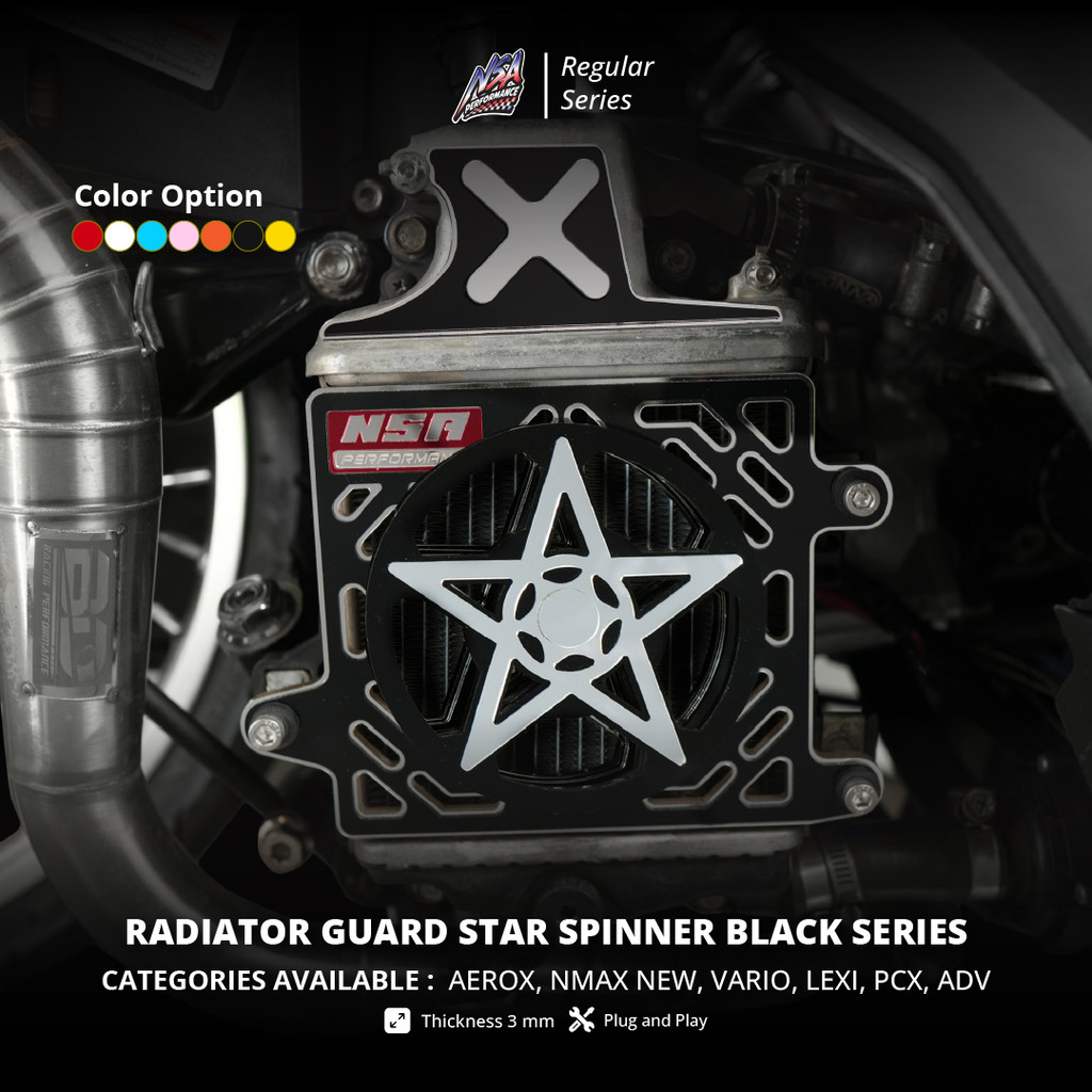 NSA RADIATOR COVER SPINNER STAR BLACK SERIES [VARIO/PCX/ADV/NMAX/AEROX ...