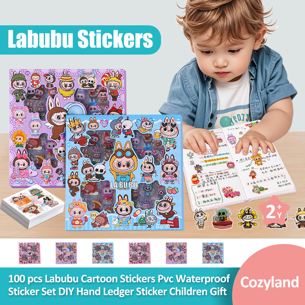 Cozyland 100 pcs Labubu Cartoon Sticker Pvc Waterproof Sticker Set DIY ...