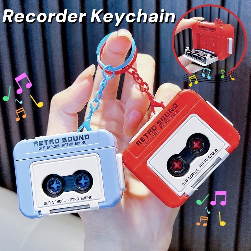 Creative Recorder Keychain Funny Mini Tape Player Bag Pendant Kids ...
