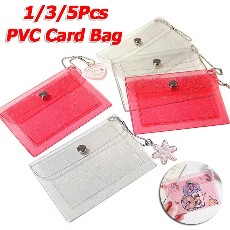 1/3/5Pcs Transparent Waterproof PVC Card Bags / Portable Travel Card ...