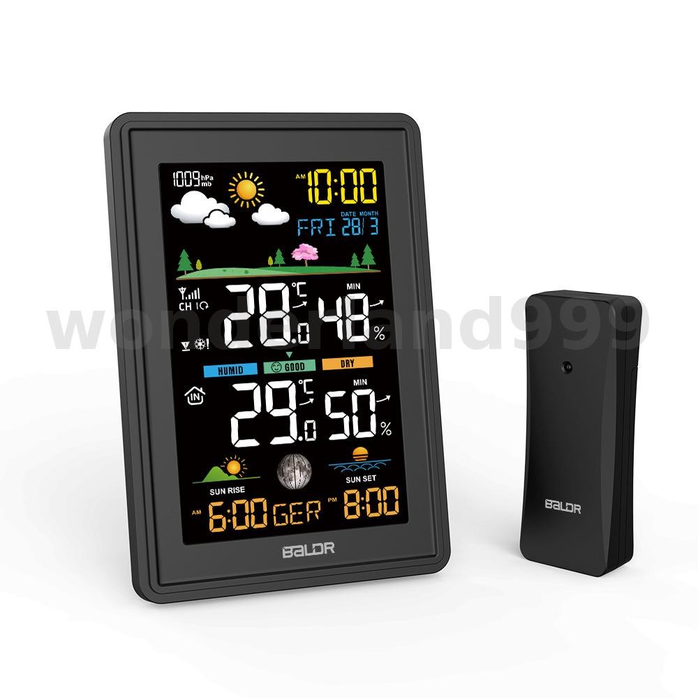 BALDR Wireless Digital Color Weather Station Clock Barometer ...