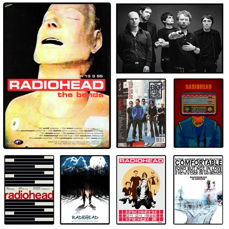 Radiohead Rock Band Music Cover Retro Singer Posters and Prints Canvas ...