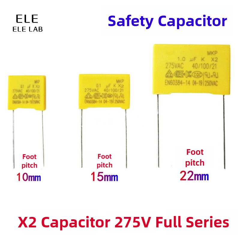 10Pcs X2 Safety Capacitors 0.1UF 0.22UF 0.33UF 0.47UF 0.68μF 1UF 275V ...