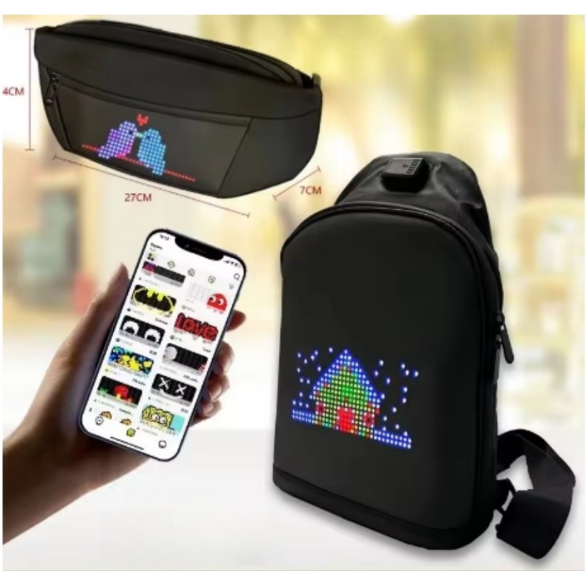 Led Waist Bag Smart APP LED Pixel Backpack for Women Men DIY ...