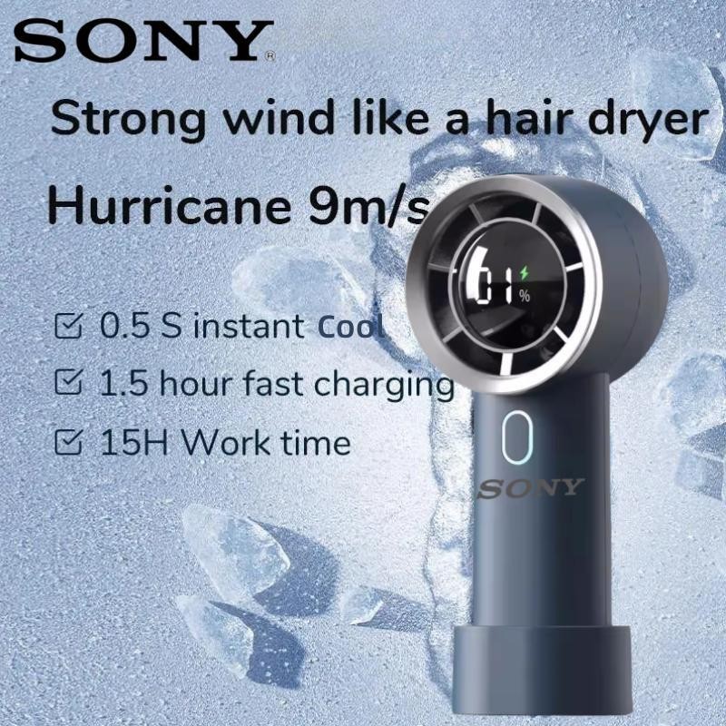 SONY Portable Rechargeable Fan Mini LED Display Speed Adjustable Fan ...