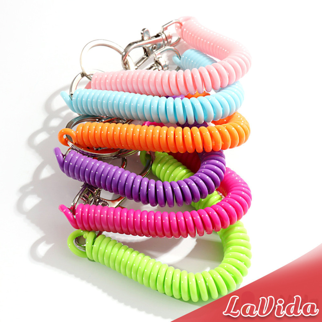LVD Coil Springs Keychain Retractable Spring Coil Leash Cord Safety ...