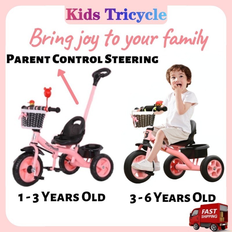 Kids 3 Wheels Bike with Push Handle Bike for Kids 2 in 1 Baby Bike ...