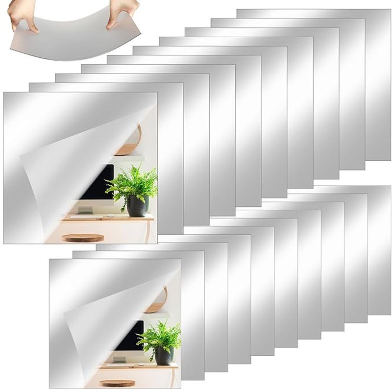 Cuttable Self Adhesive Mirror Sheets / Square Acrylic Flexible Mirror ...