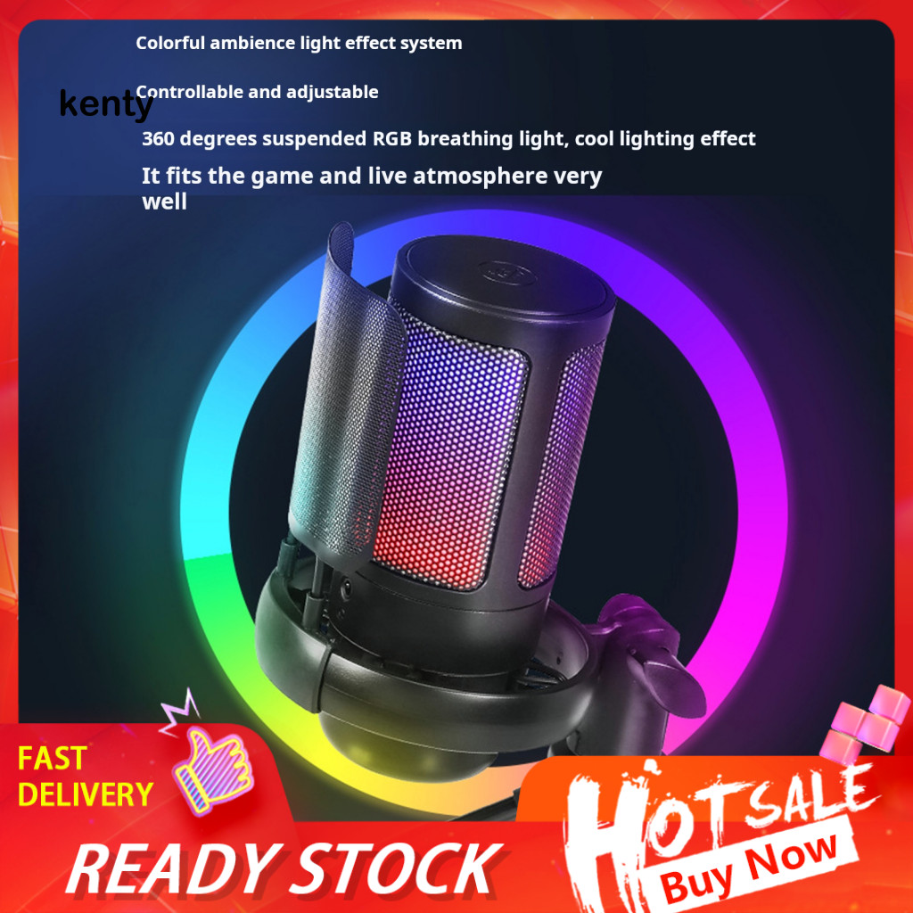 kT* Computer Microphone Rgb Gaming Microphone with Tripod Stand and ...