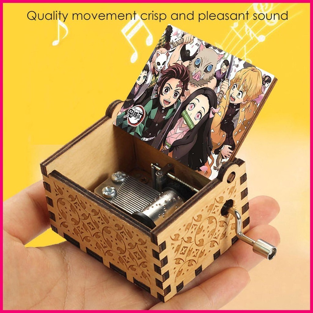 Wood Music Box Wooden Hand Crank Music Box Funny Music Box Home Anime ...