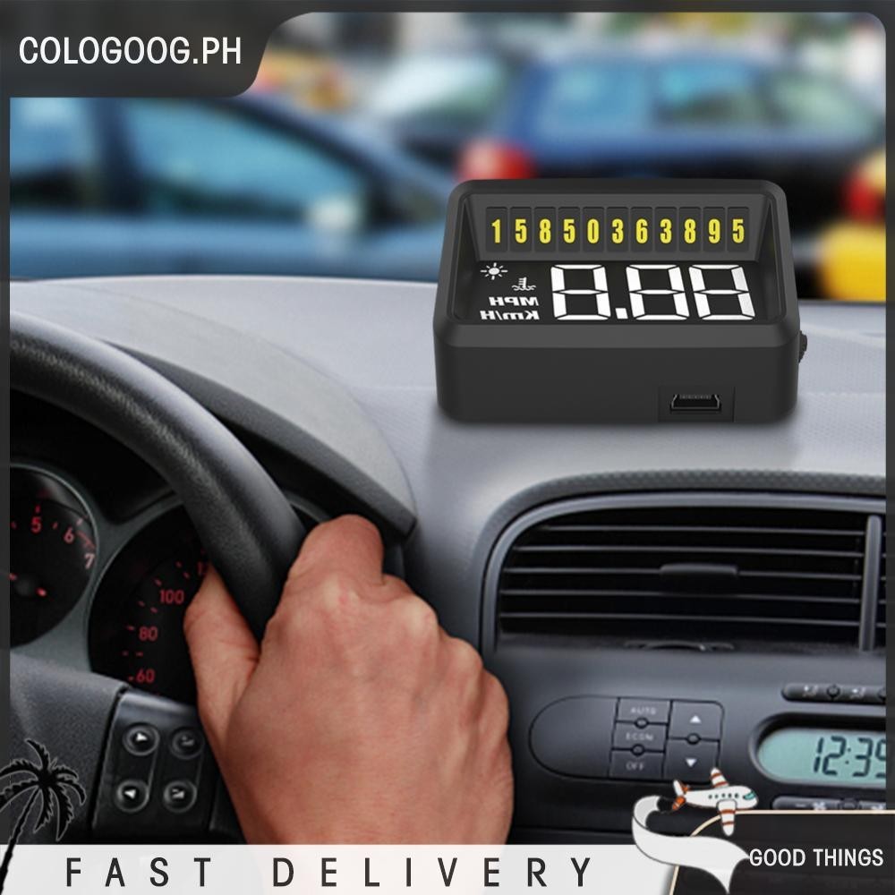 Car HUD with Phone Number Plate LCD Display Smart KMH Meter Windshield ...