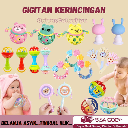 QC Rattle educational baby rattles for babies Pacifier Chain baby bite ...