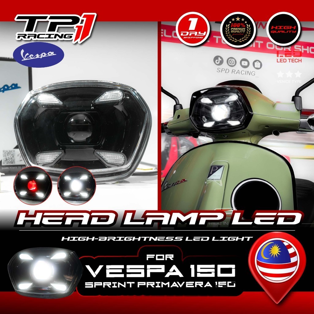 VESPA Head Lamp LED I High Brightness Design I Shark Power For VESPA ...