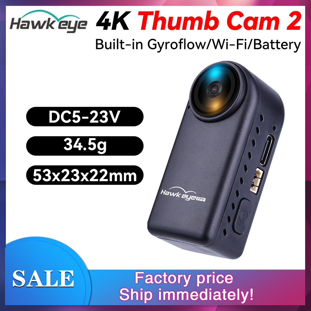Hawkeye 4K Thumb Cam 2 FPV Camera HD 12MP NTSC/PAL FOV170 with Gyroflow ...