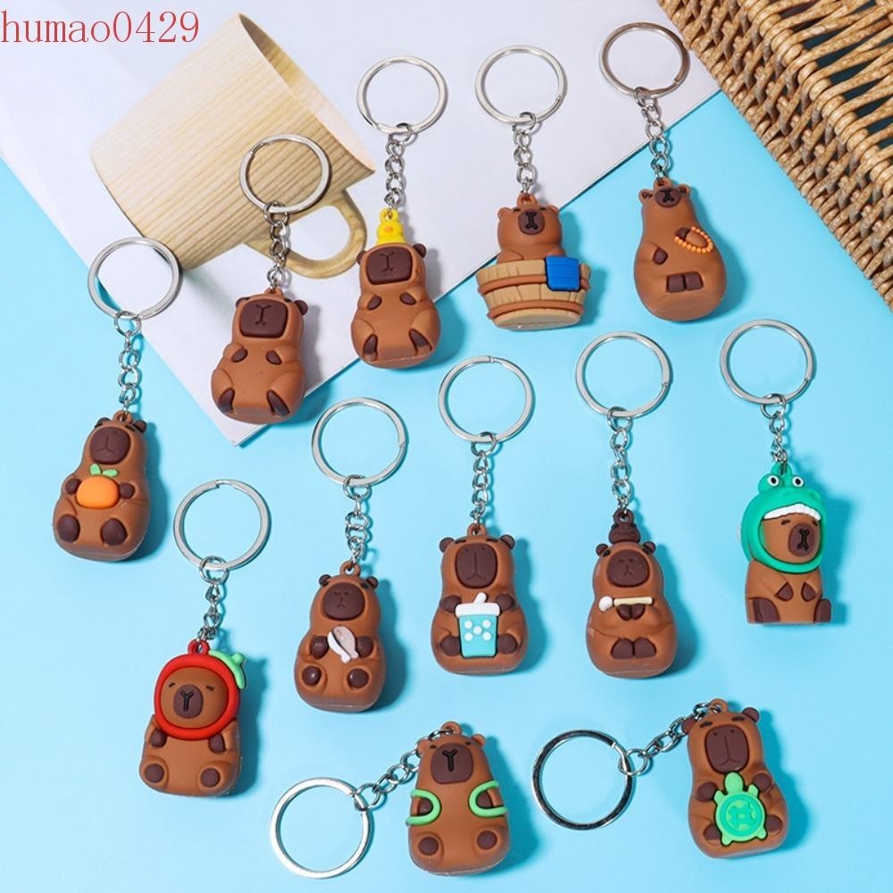 HUMAO Capybara Key Ring, PVC Mental Cartoon Keychain, Adorkable Turtle ...