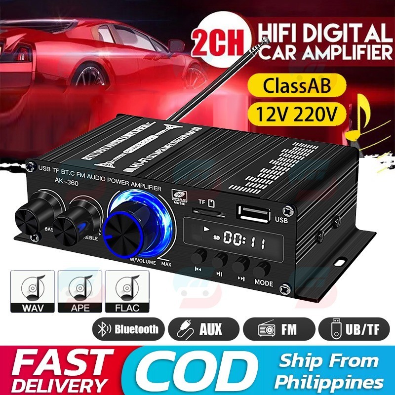 12V 600W 2CH Mini Digital Bluetooth HIFI Audio Power Amplifier Car ...