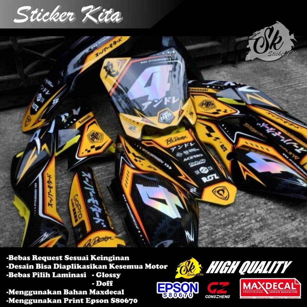 Decal STICKER FULL BODY KLX BF/G/SE COMBINATION OF HOLOGRAM NAME AND ...