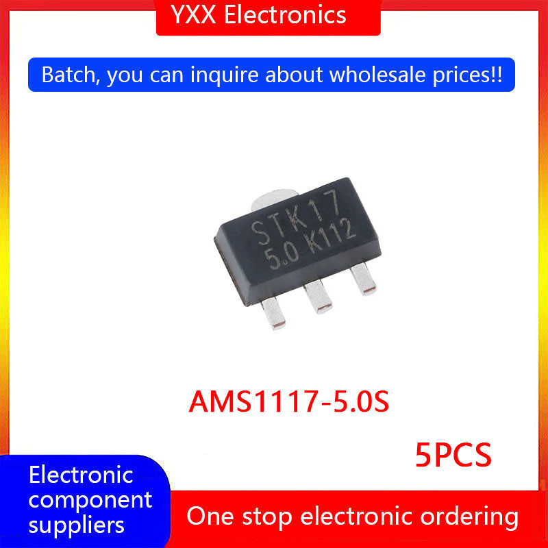 5PCS genuine AMS117-5.0S SOT-89 5V1A low-voltage differential linear ...