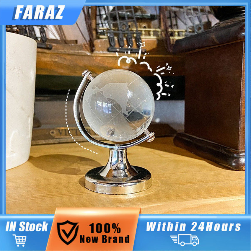 30/50mm 3D Laser Engraved Clear Crystal Glass Ball Earth Globe World ...