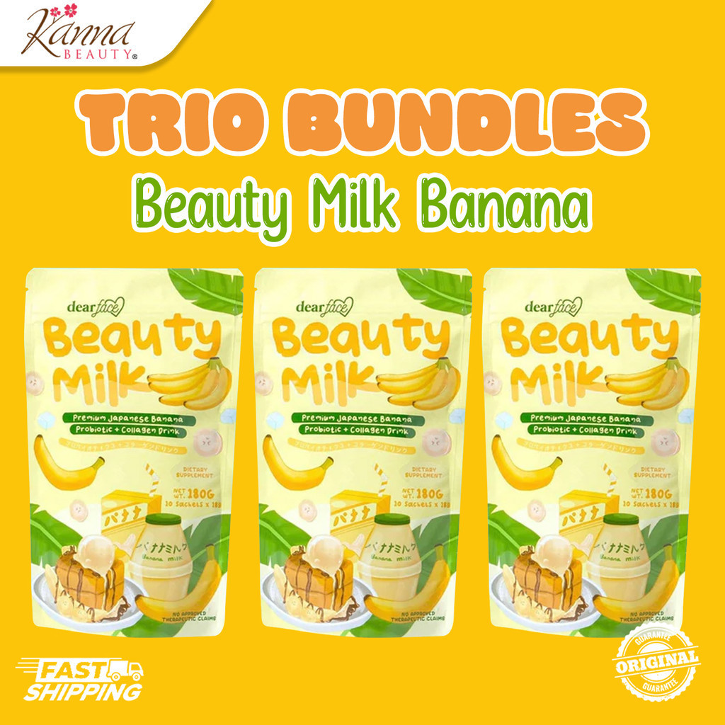 Beauty Milk Trio Bundles Dear Face | Lychee, Banana, Mango, Strawberry ...