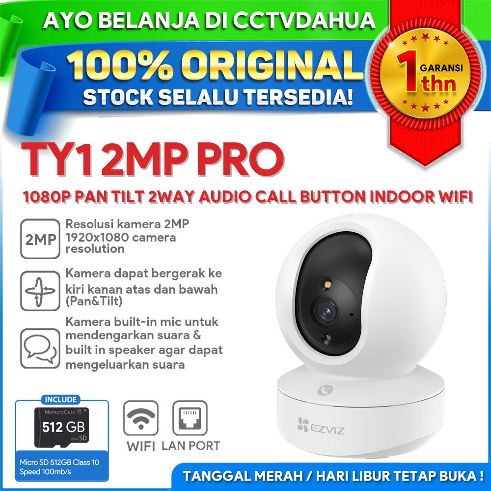 Ezviz TY1 2MP PRO 1080P PAN TILT 2WAY AUDIO CALL BUTTON INDOOR WIFI ...